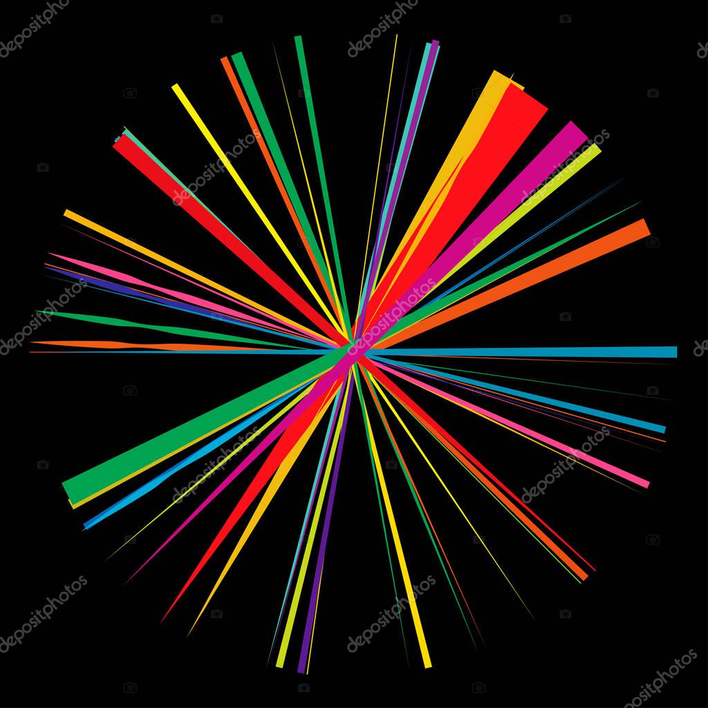 Líneas radiales, radiantes, rayas elemento circular abstracto. Rayos ...