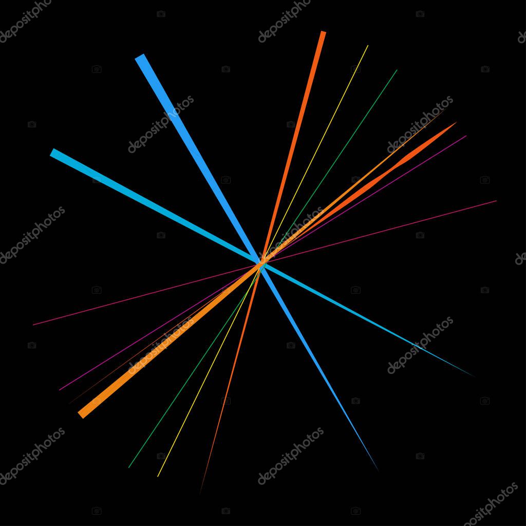 Líneas radiales, radiantes, rayas elemento circular abstracto. Rayos ...
