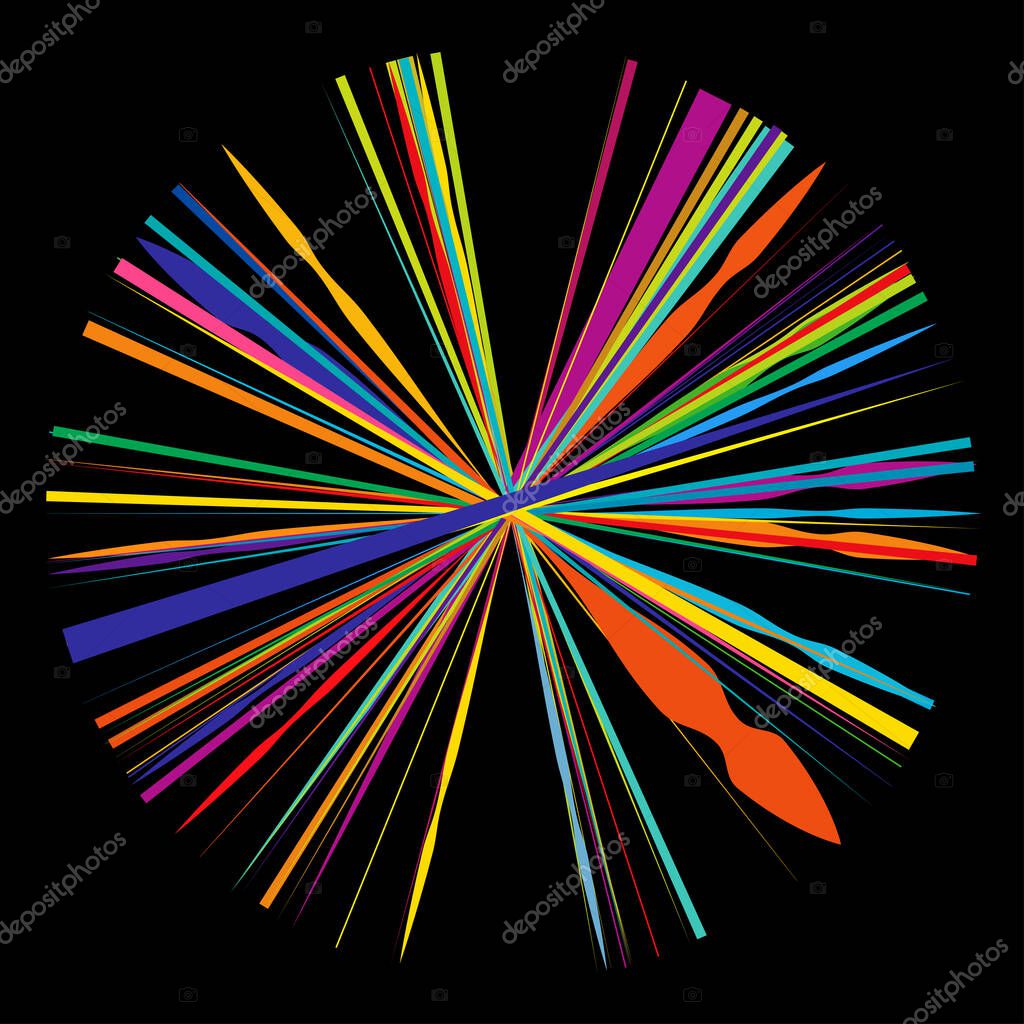 Líneas radiales, radiantes, rayas elemento circular abstracto. Rayos ...