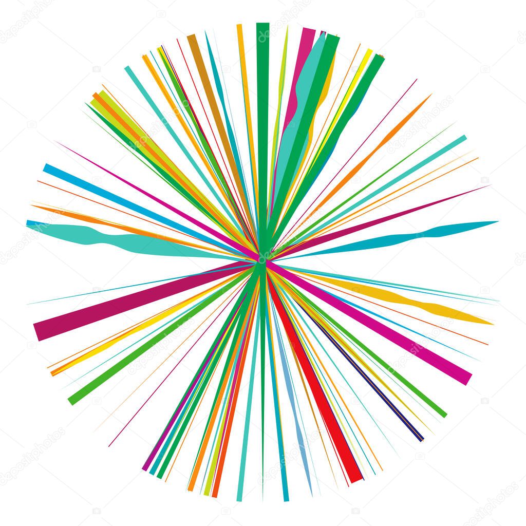 Líneas radiales, radiantes, rayas elemento circular abstracto. Rayos ...