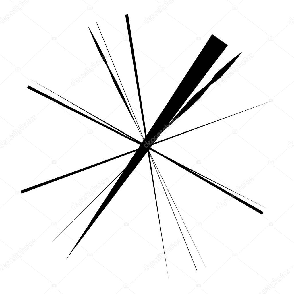 Líneas radiales, radiantes, rayas elemento circular abstracto. Rayos ...