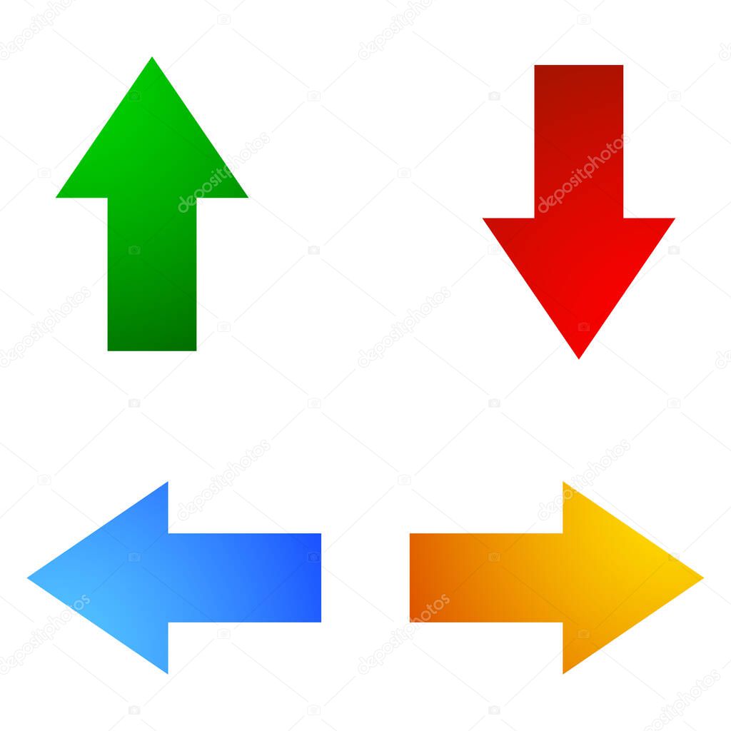 Flechas de 4 vías, punteros, cursores formas - ilustración del vector ...