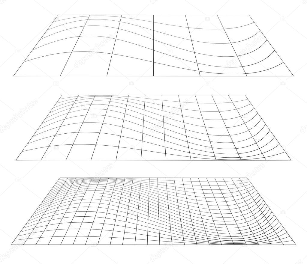 Graticule grid, mesh plane with deform, distorsion effect. Reticular ...