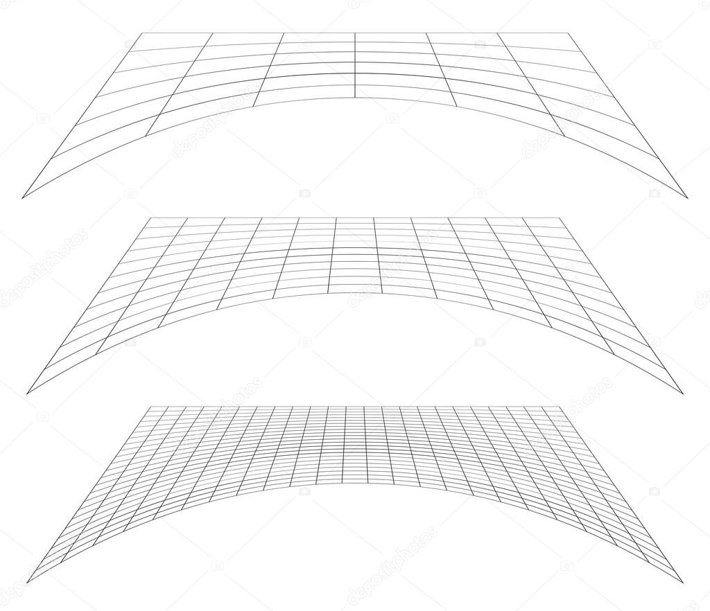 Graticule grid, mesh plane with deform, distorsion effect. Reticular ...