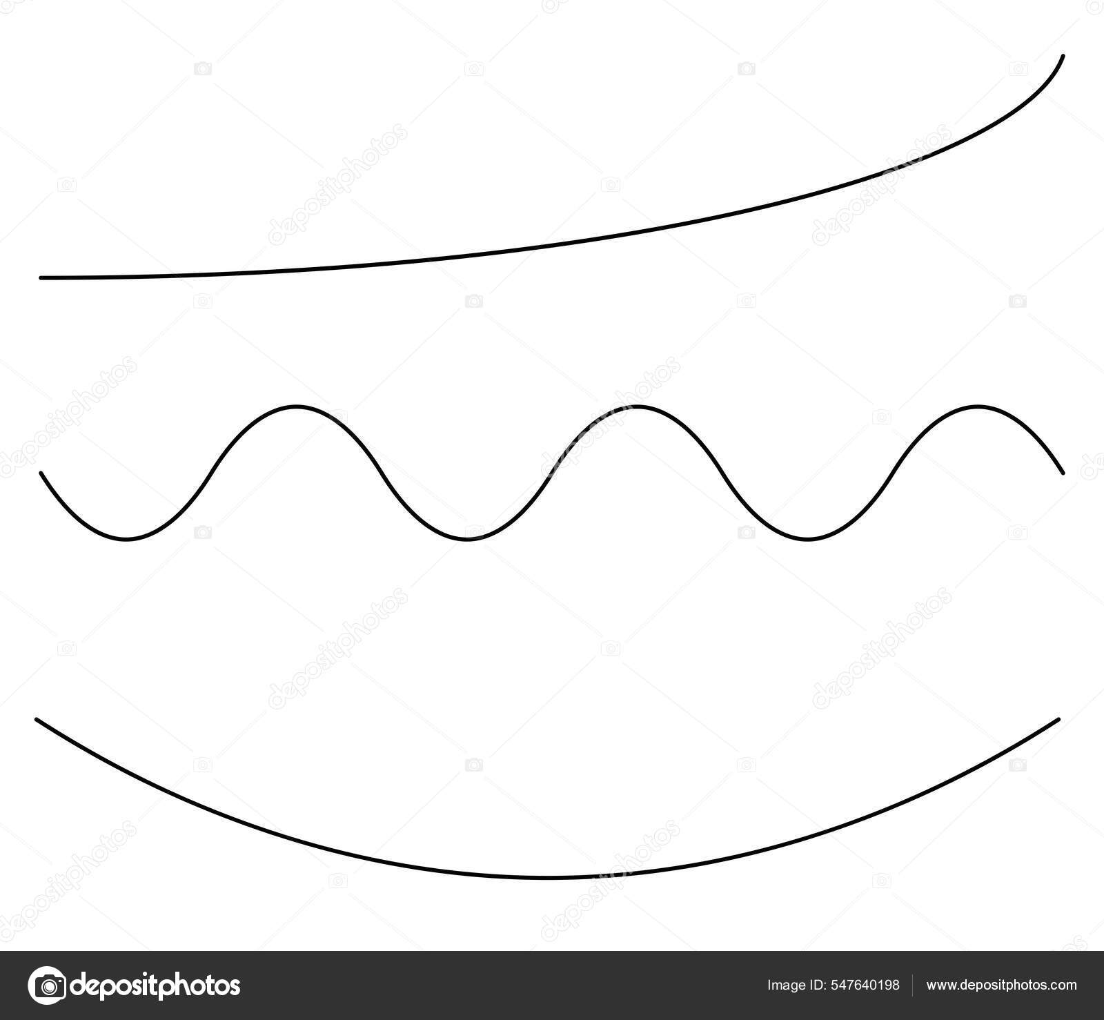 Wavy Waving Wave Lines Shape Set Curvy Billowy Undulate Lines Stock ...