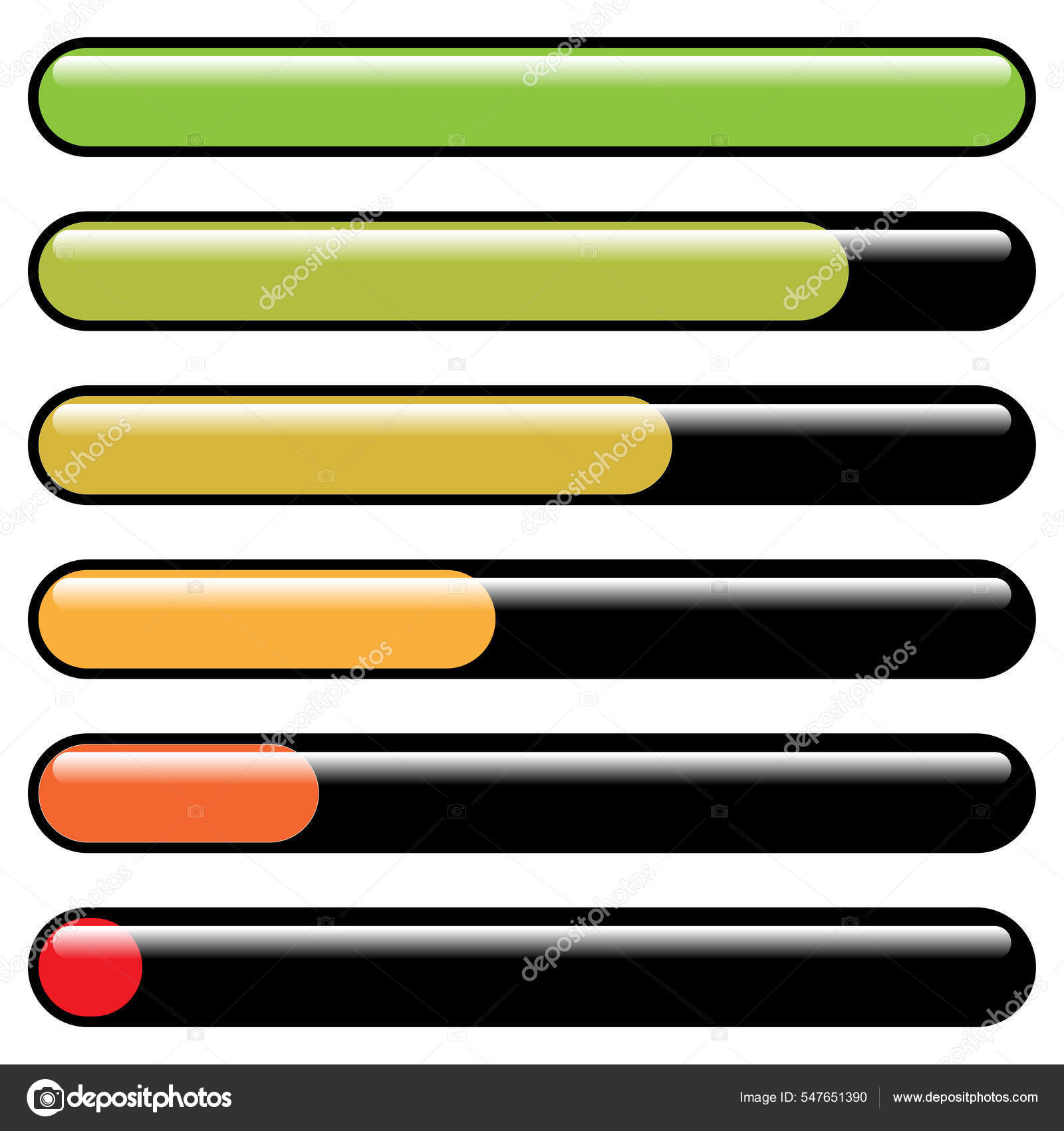 Progress Bar Steps Phases Level Indicator Yardstick Meter Rank Grade ...