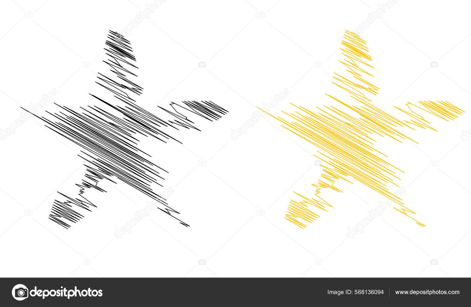 Dibujado Estrella Del Sketch Línea Dibujo Elemento Estrella Vector de ...