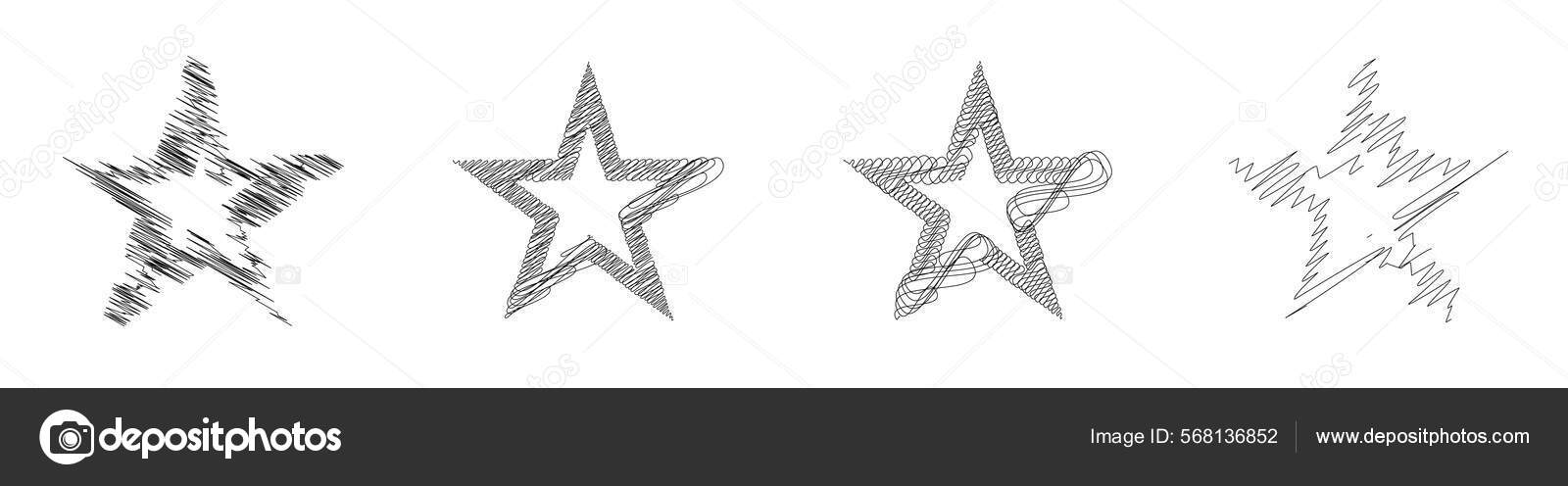 Drawn Sketch Star Line Drawing Star Element Stock Vector Illustration ...