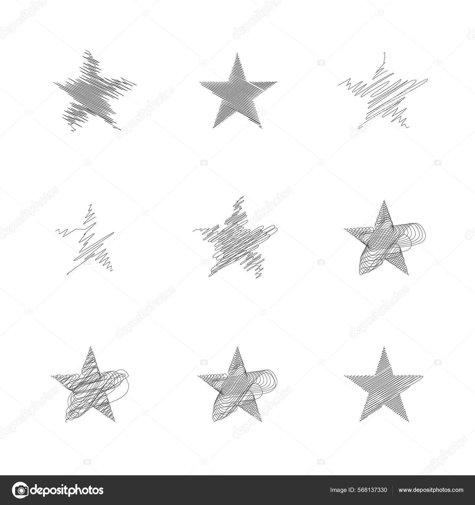 Dibujado Estrella Del Sketch Línea Dibujo Elemento Estrella Vector de ...