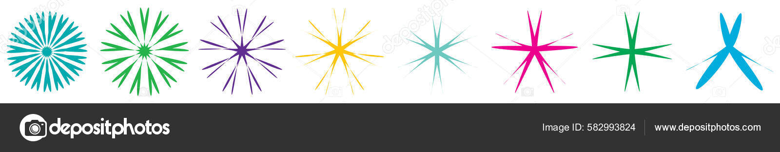 Radial Radiating Star Shape Element Set Stock Vector Illustration Clip ...