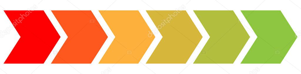 Progress bar, level indicator arrows with 6 steps, phases. Stock vector ...