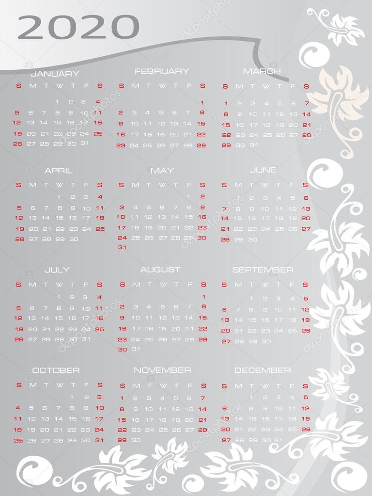 Vector calendar 2020 Stock Vector by ©mitay20 14935453