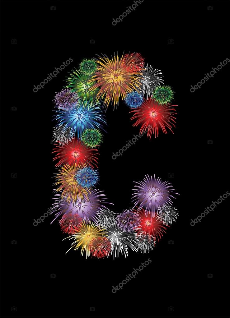 Letter (C) made from colorful in the form of fireworks letters - check ...