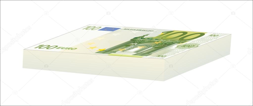 Stack of 100 euro bills isolated on white background. Stock Vector ...