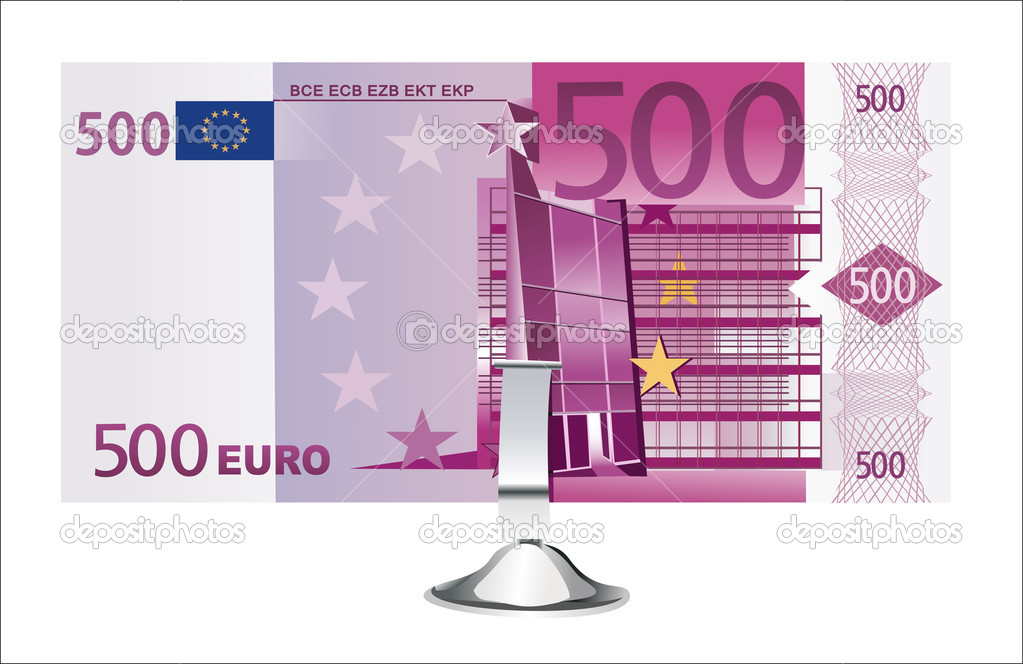 Small office desk stand with 500 euro banknote isolated on white Stock ...