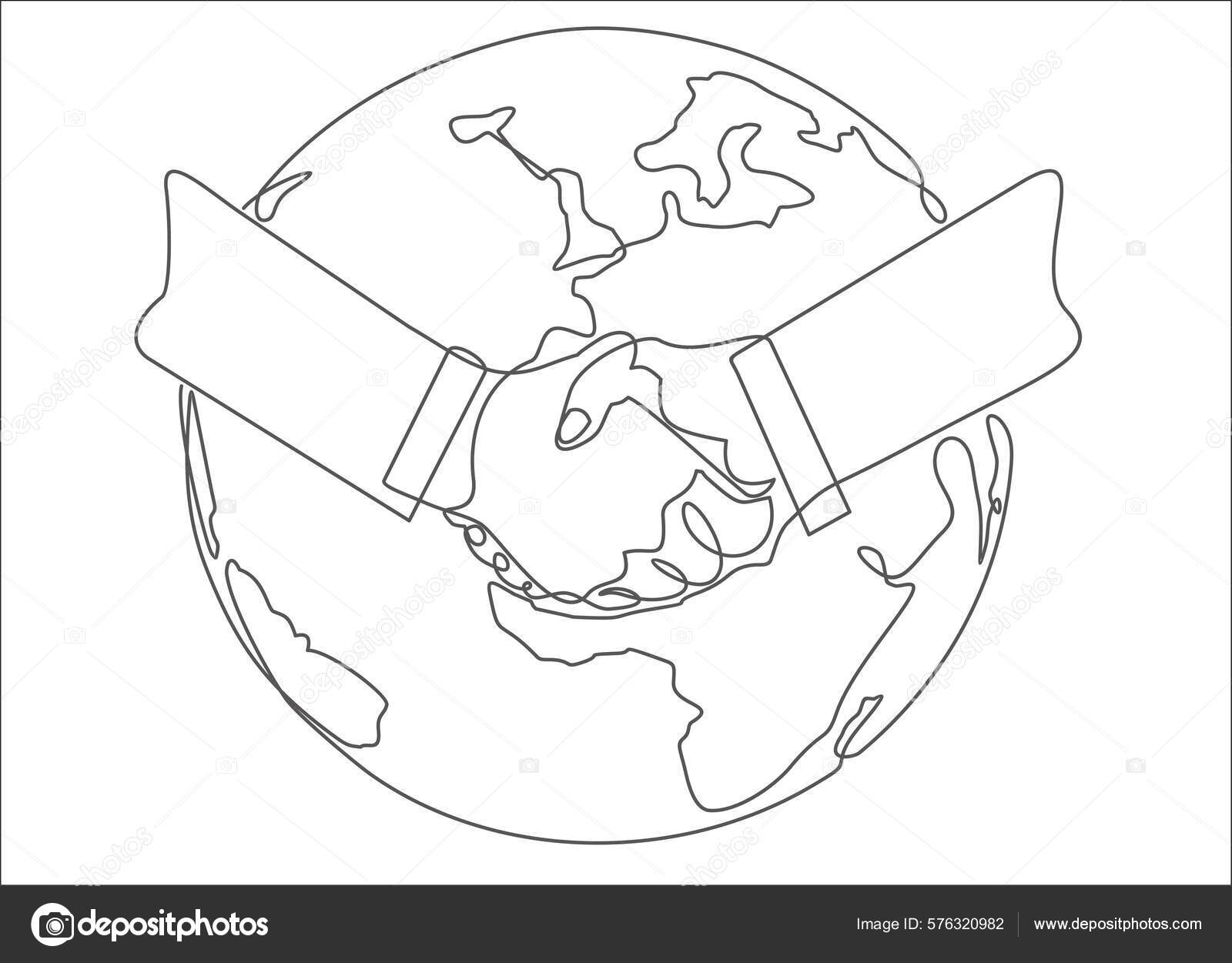 Handshake Globe Background Icon Vector Illustration Business Continuous ...