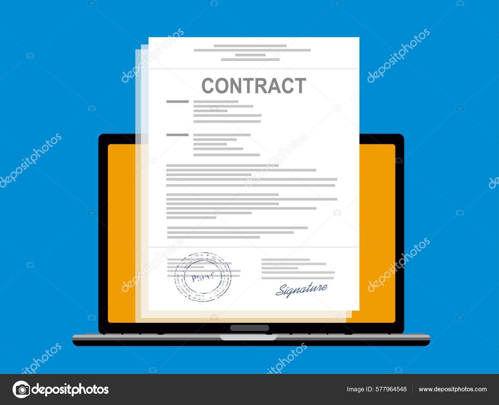 Vector Illustration Contract Laptop Stock Vector by ©mitay20 577964548