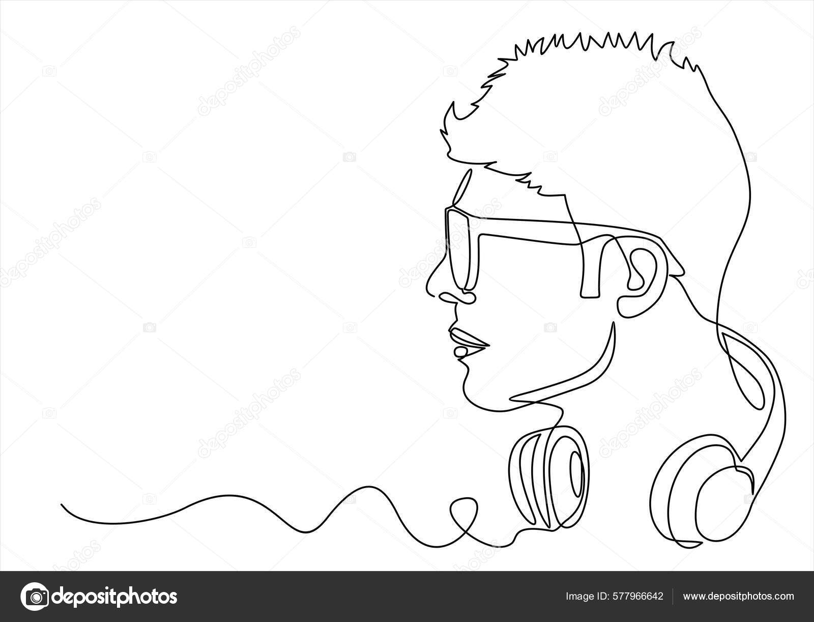 Handsome Man Isolated White Background Continuous One Line Drawing ...