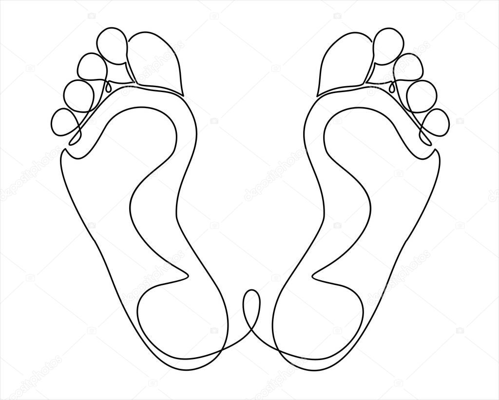 Dibujo Vectorial Pies Ilustración Dibujo Continuo Una Línea Vector de ...