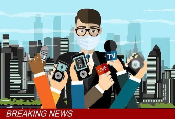 News Anchor Broadcasting News Reporter Live Screen Vector Illustration ...