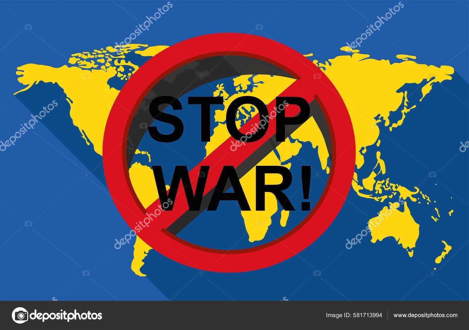 World Map Text Stop War Vector Illustration Stock Vector by ©mitay20 ...