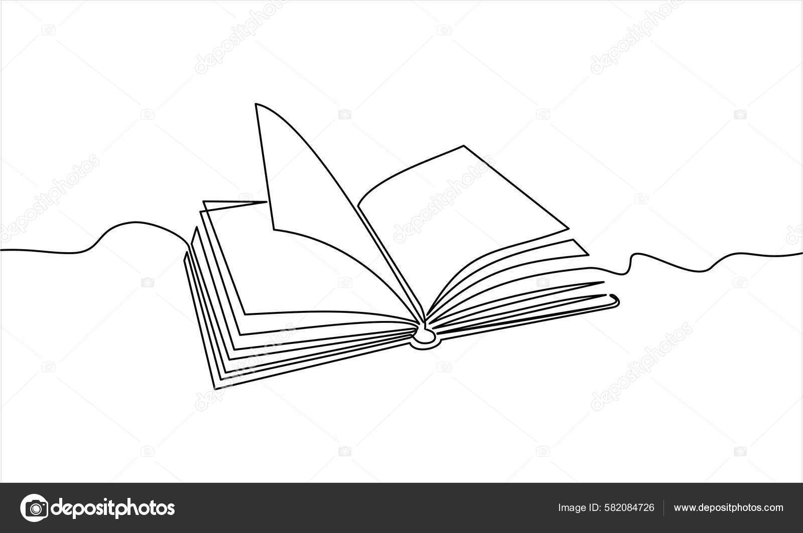 Open Book Line Art Style Vector Illustration Continuous One Line Stock ...
