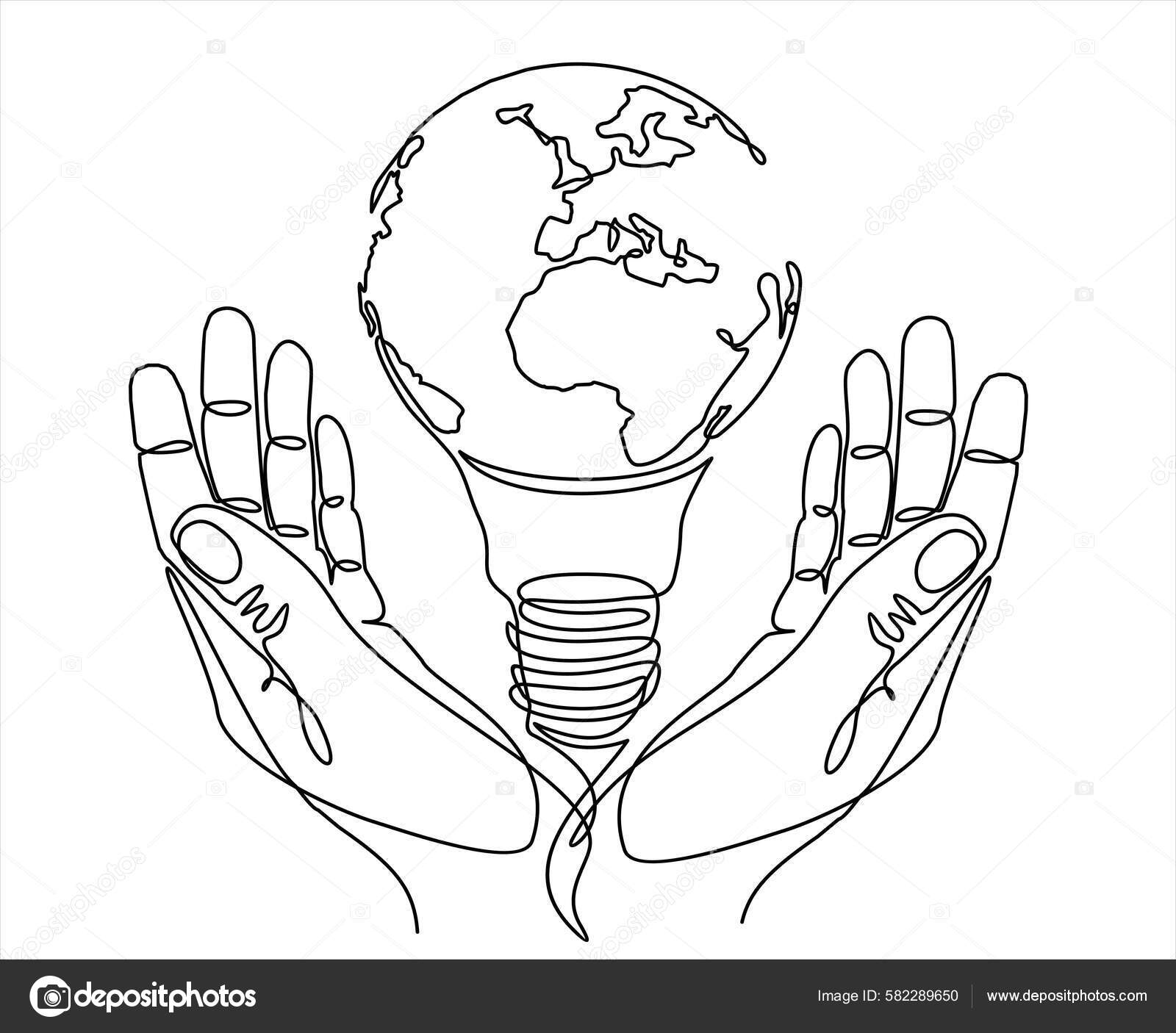 World In Hands Drawing