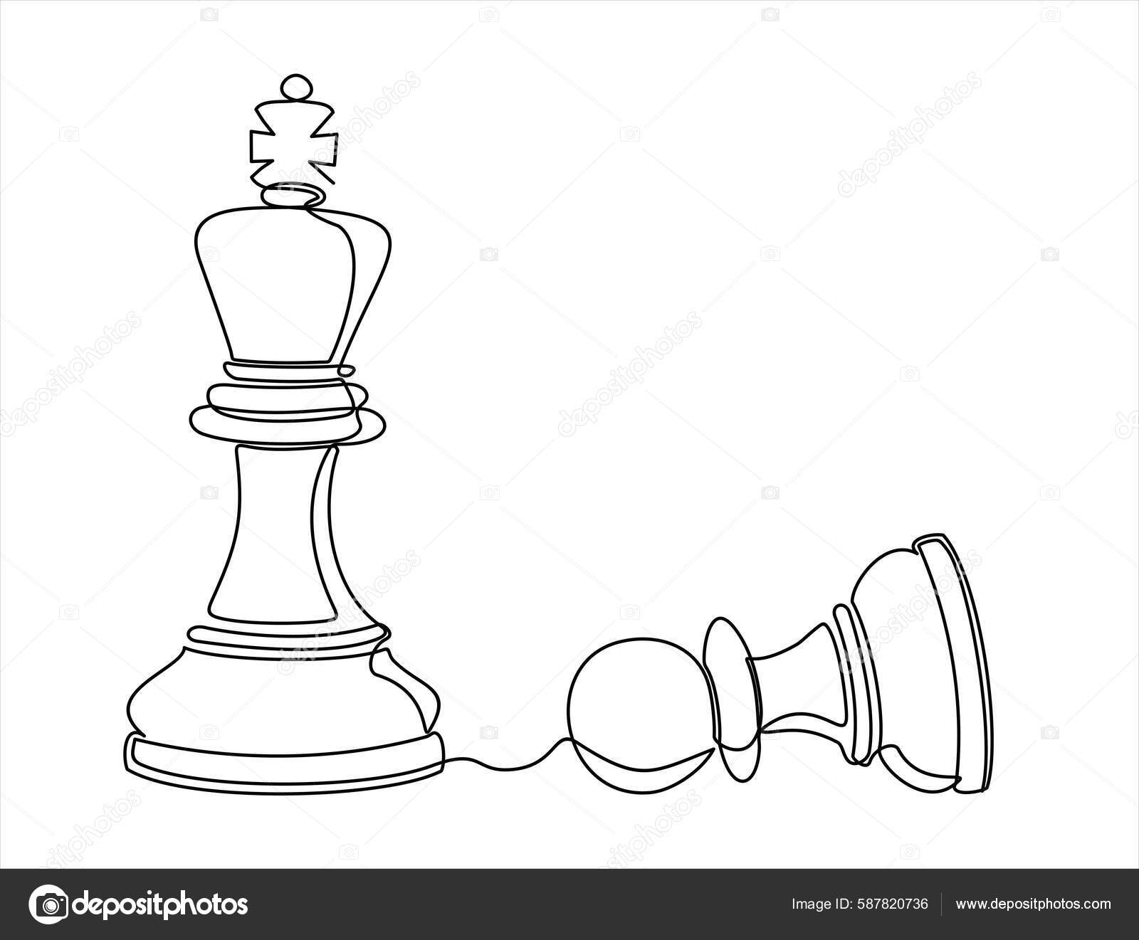 Chess Game Concept Vector Illustration Continuous One Line Drawing ...