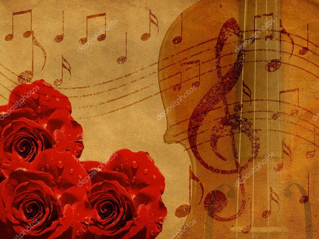 Roses And Violin Wallpaper
