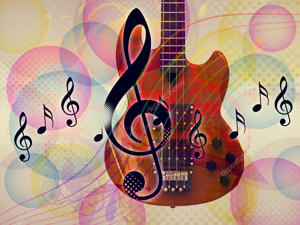 Funky music background with guitar — Stock Photo © artshock #17581731