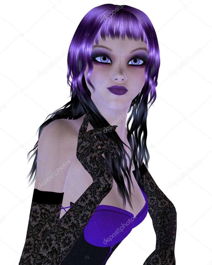 Gothic girl in violet dress — Stock Photo © artshock #19454779