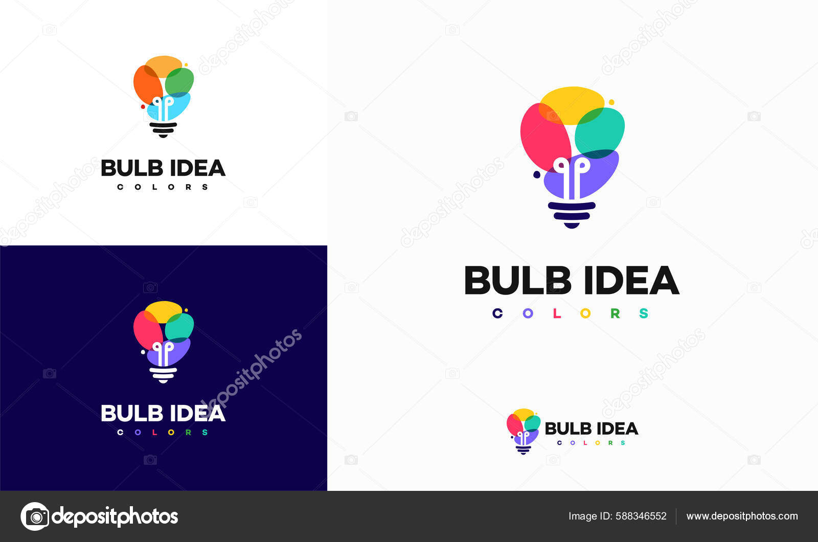 Colorful Lightbulb Logo Designs Concept Creative Icon Symbol Technology ...