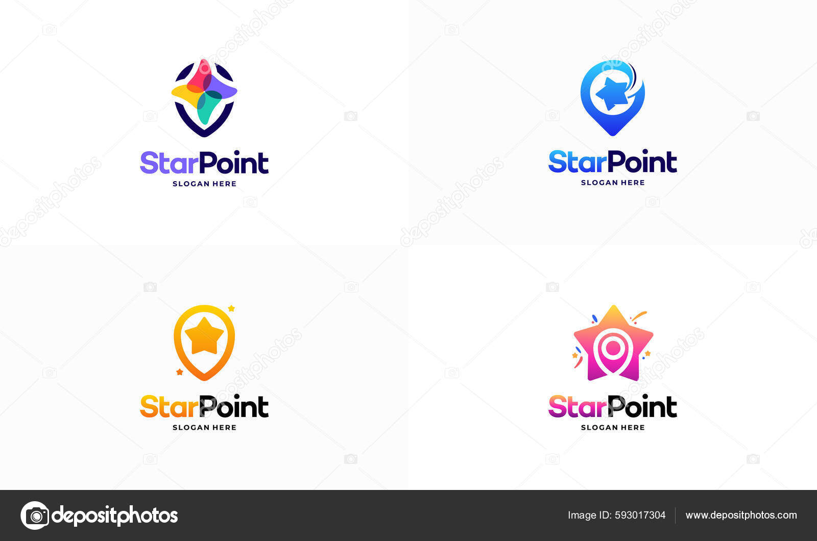 Set Star Spot Point Logo Designs Concept Vector Elegant Star Stock ...