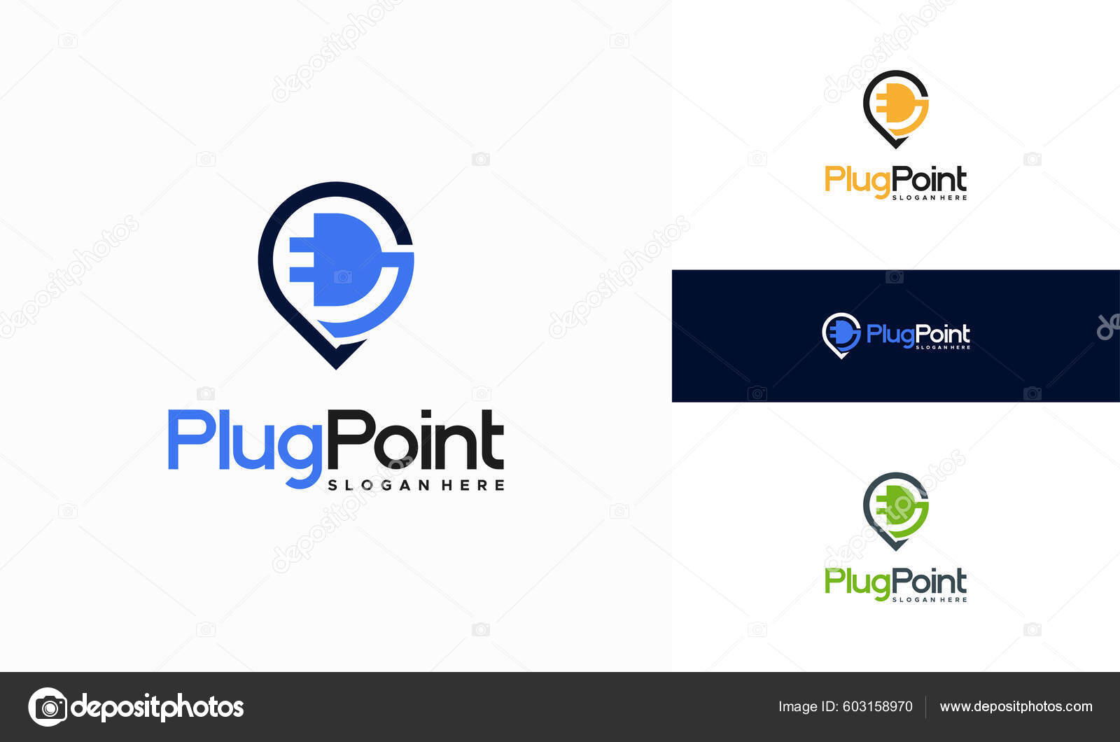 Electricity Point Logo Designs Concept Vector Charging Station Logo ...