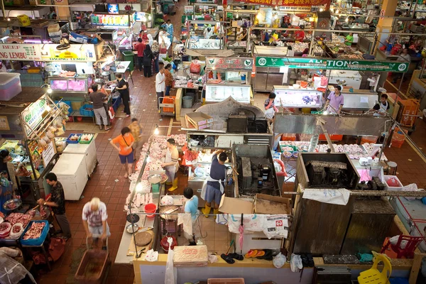 TEKKA MARKET SINGAPORE - 10 MARCH. The meat vendors at Tekka market ...