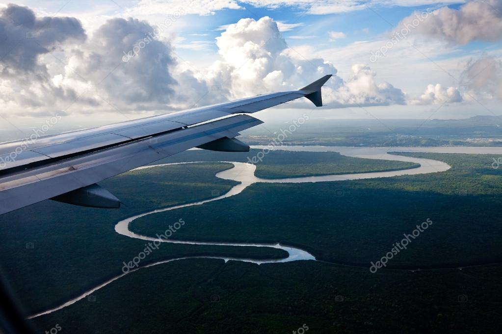 View of rivers and forest land as seen from the window of an airplane Stock Photo by ©Mayangsari ...