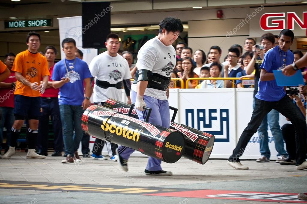 TOA PAYOH, SINGAPORE - MARCH 24 : Contender for Strongman Samuel Lim ...