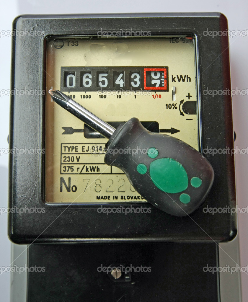 Screwdriver and figures of an electricity meter — Stock Photo ...