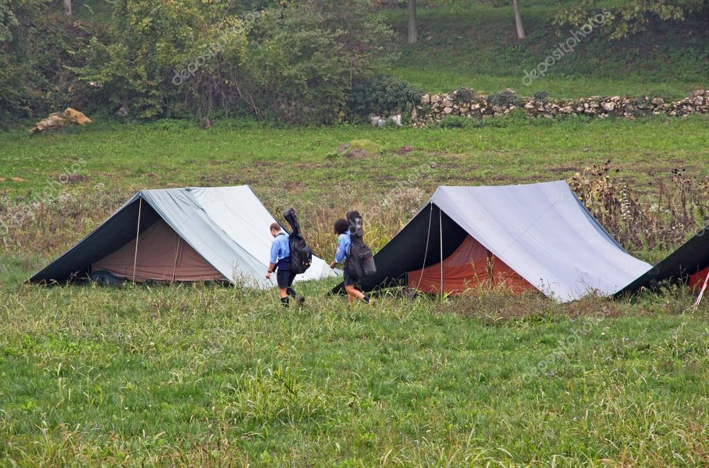 Two Italian boy scouts with uniforms walking Stock Photo by ...