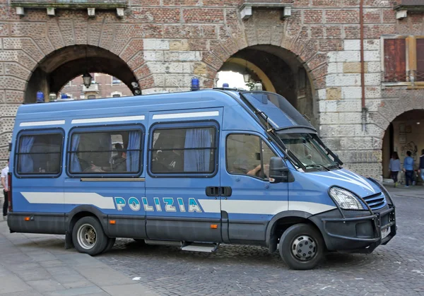 Armored van of the Italian police involved in a checkpoint in a - Stock ...