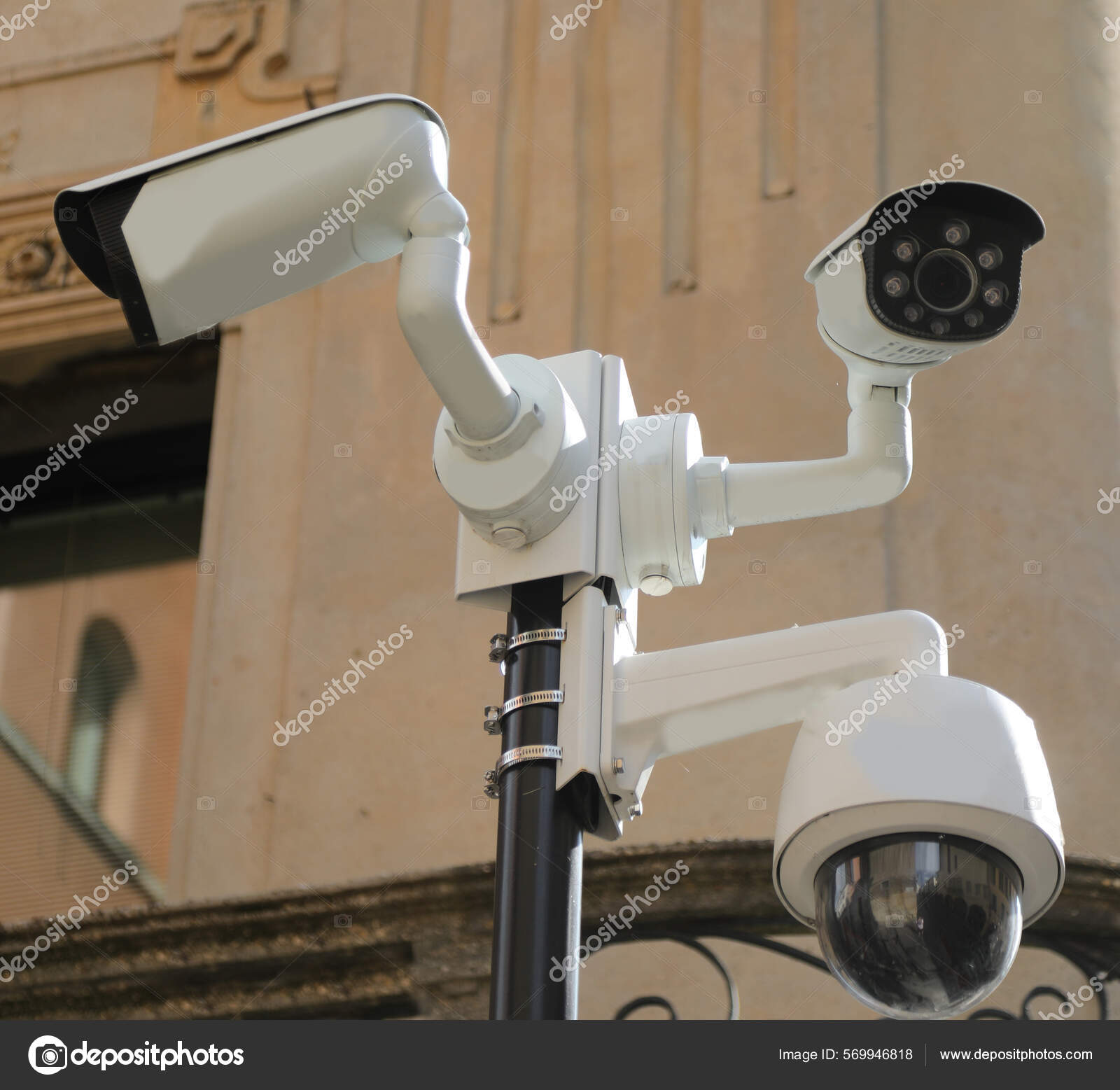 Three High Definition Cameras Video Surveillance City Police Avoid ...