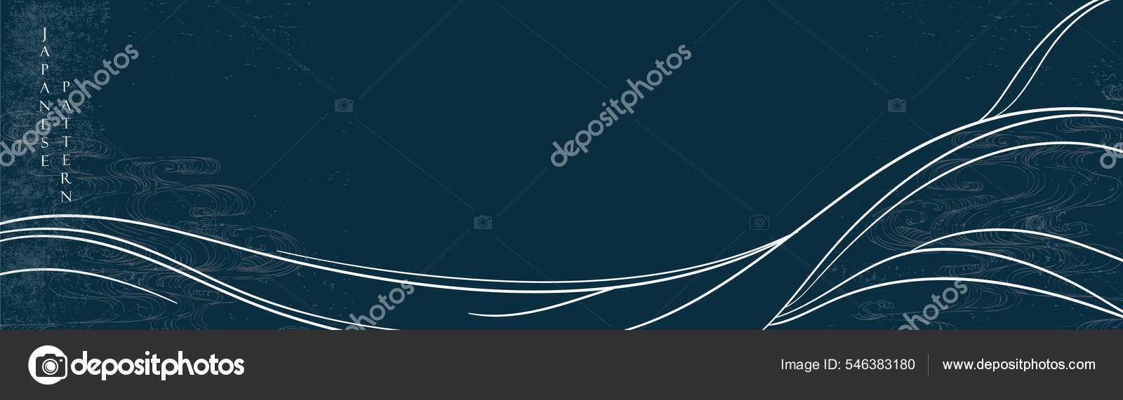 Japanese Wave Pattern Blue Abstract Art Background Vector Water Surface Stock Vector Image by ...