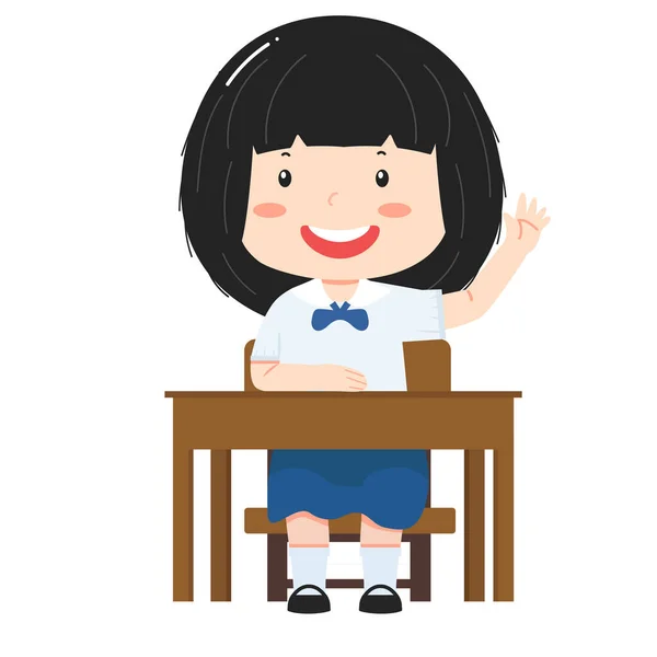 Girl Raising Her Hand Clipart Image