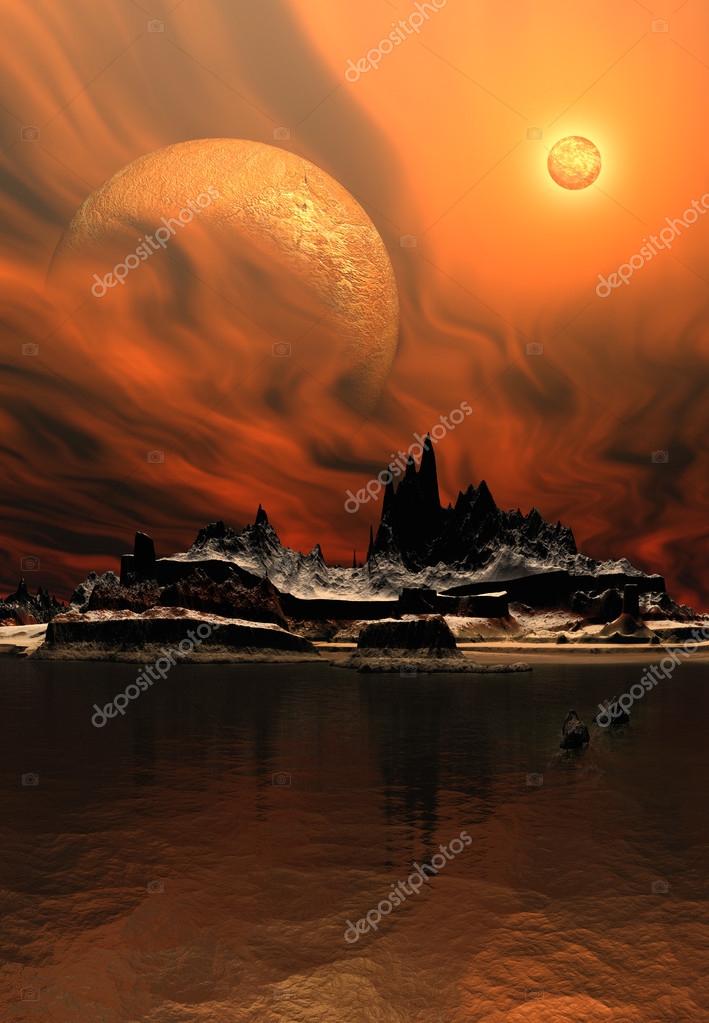 Alien Planet with Moons Stock Photo by ©diversepixel 13054239