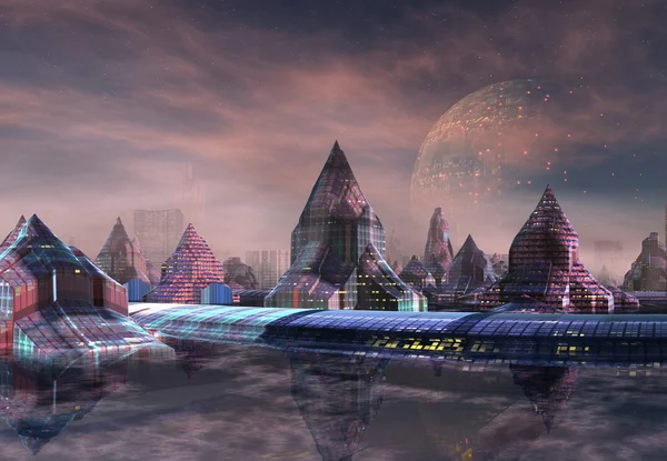 Modern Alien City Skyline — Stock Photo © diversepixel #16842147