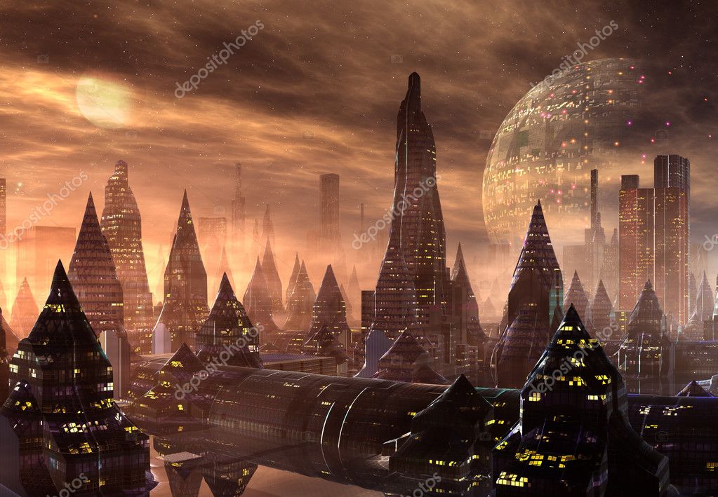Modern Alien City Skyline — Stock Photo © diversepixel #16842147