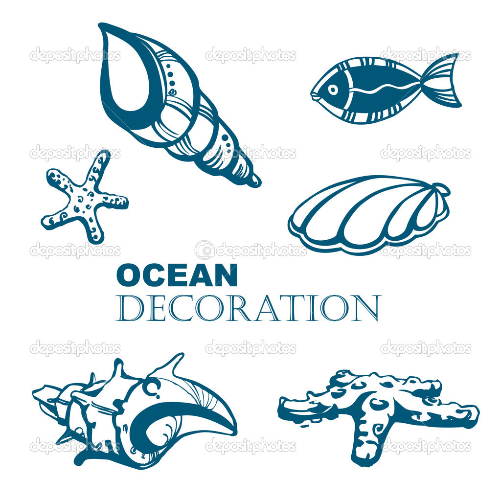 Set of ocean decoration Stock Vector Image by ©annbozshko #19704635