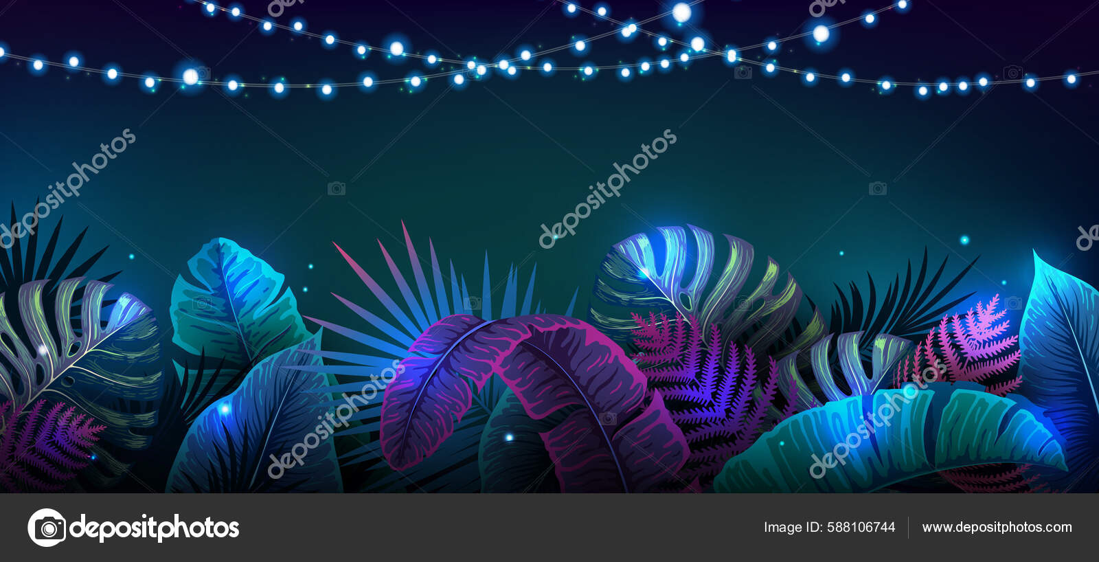 Summer Background Electric Modern Lamps Fluorescent Tropic Leaves ...