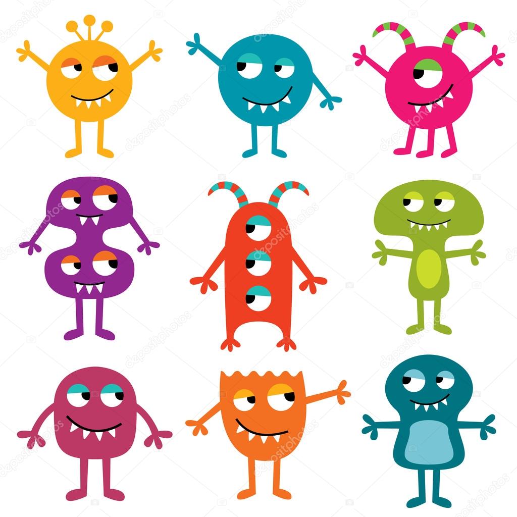 Friendly monsters set — Stock Vector © lattesmile #13770227