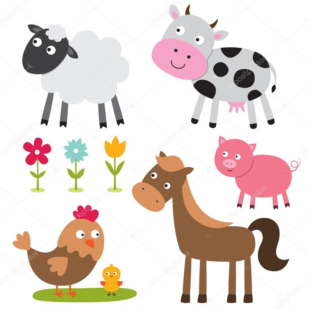 Farm animals set Stock Vector by ©lattesmile 47092243